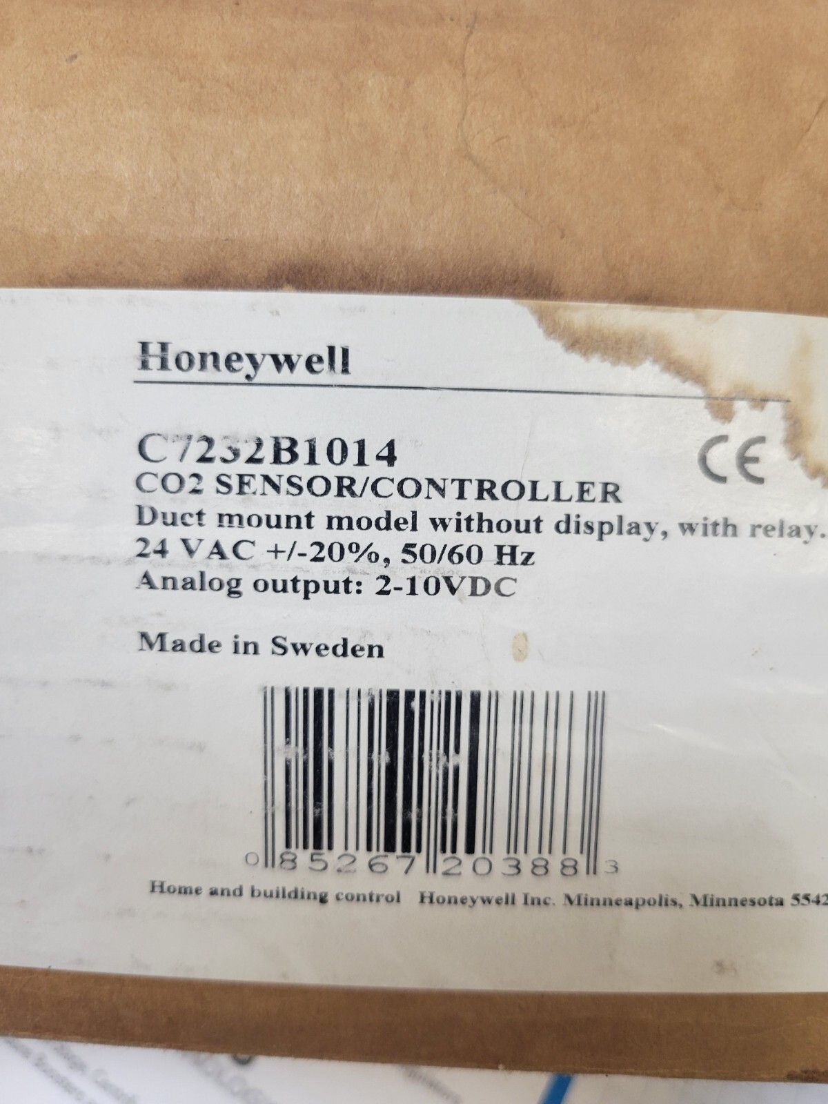 Honeywell C7232b1014 Duct Mounted Carbon Dioxide Sensor for sale online ...