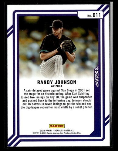 2023 Panini Donruss - Dominators Randy Johnson #D11 Vector for sale ...