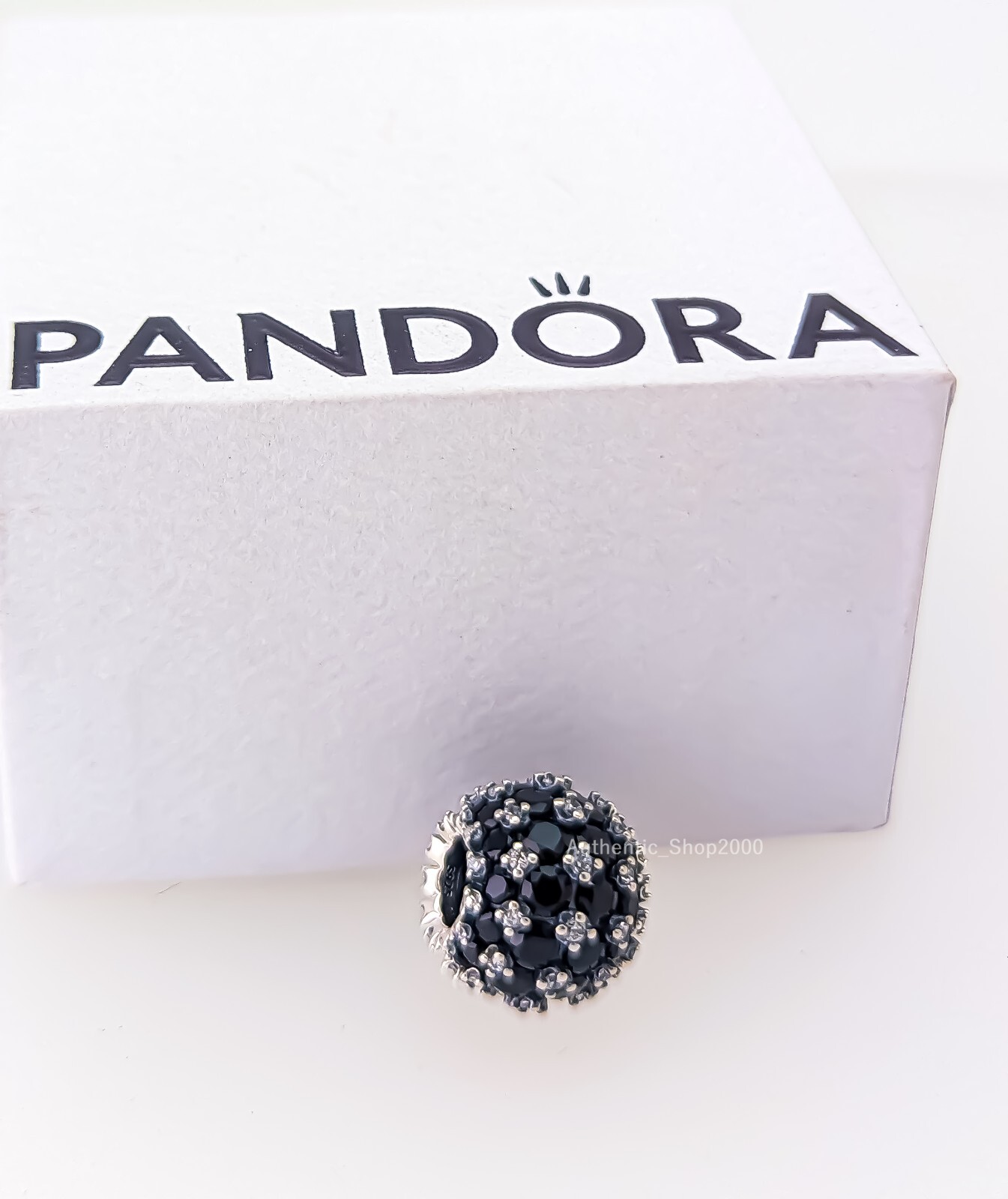 100% Authentic New PANDORA 925 Ale Sparkling Pavé Round Black Charm ...