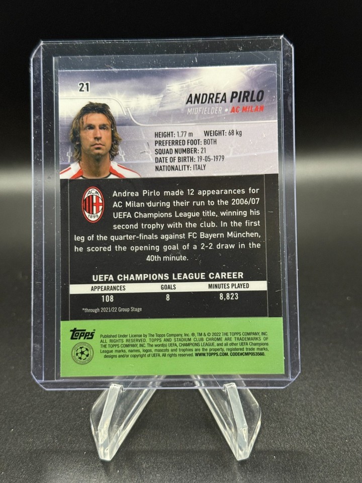 2021-22 Topps Stadium Club Chrome UEFA Andrea Pirlo Pink/Red Electric ...