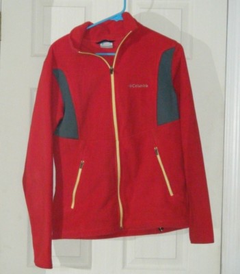 Columbia Men's Full Zip Fleece Jacket Red Gray Large Used | eBay