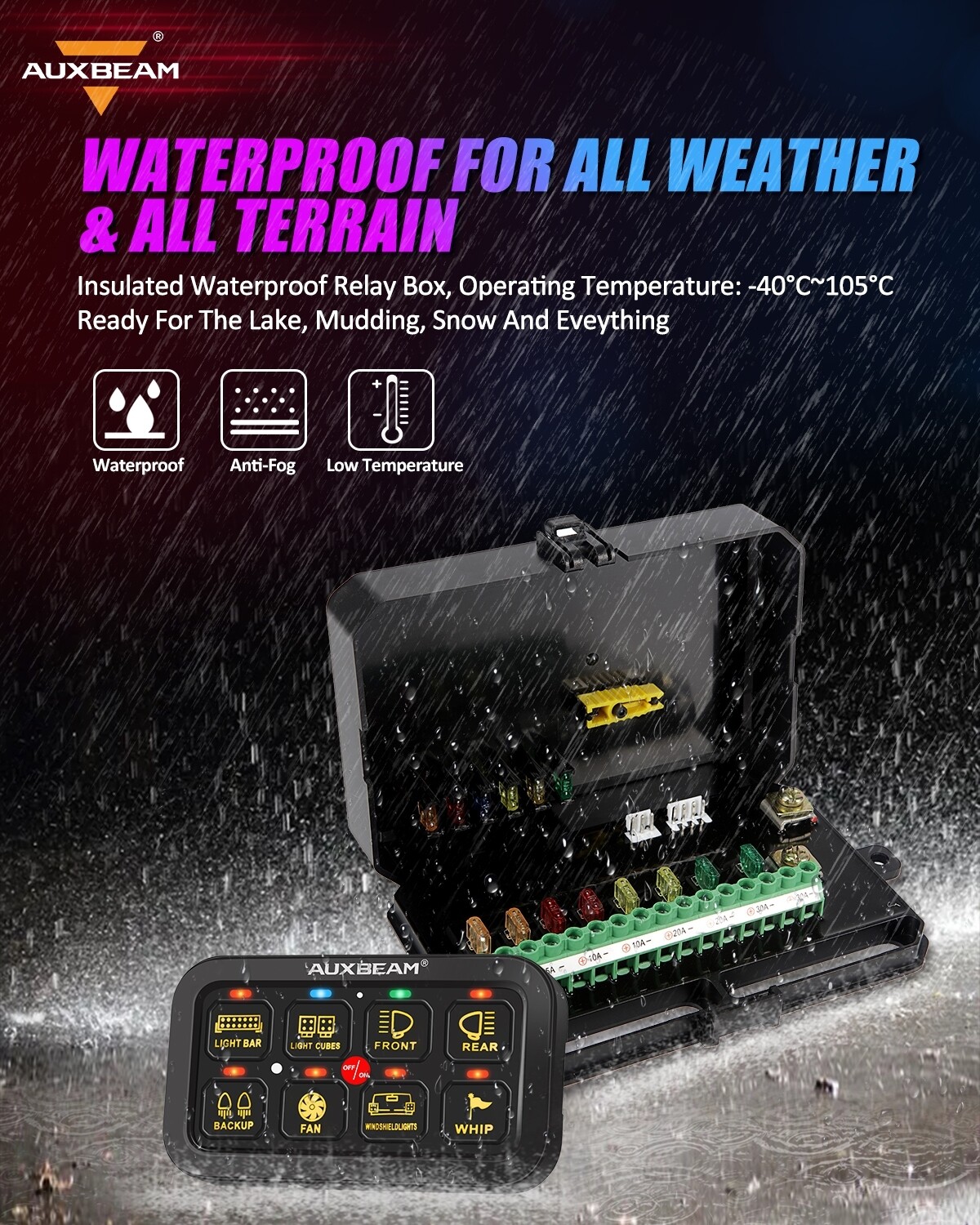 AUXBEAM RGB 8 Gang Switch Panel Auxiliary AR-800 Toggle Momentary ...