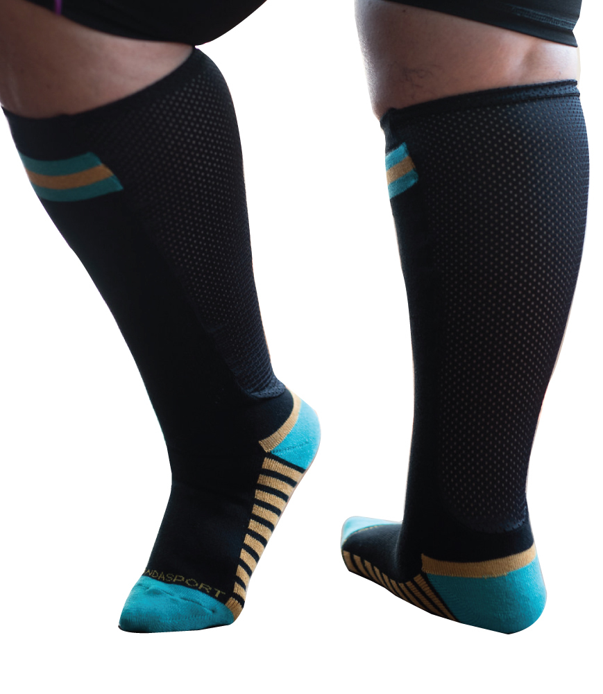 Xpandasox Plus Size/Lymphedema Socks, 24 inches at Calf, Black turq ...