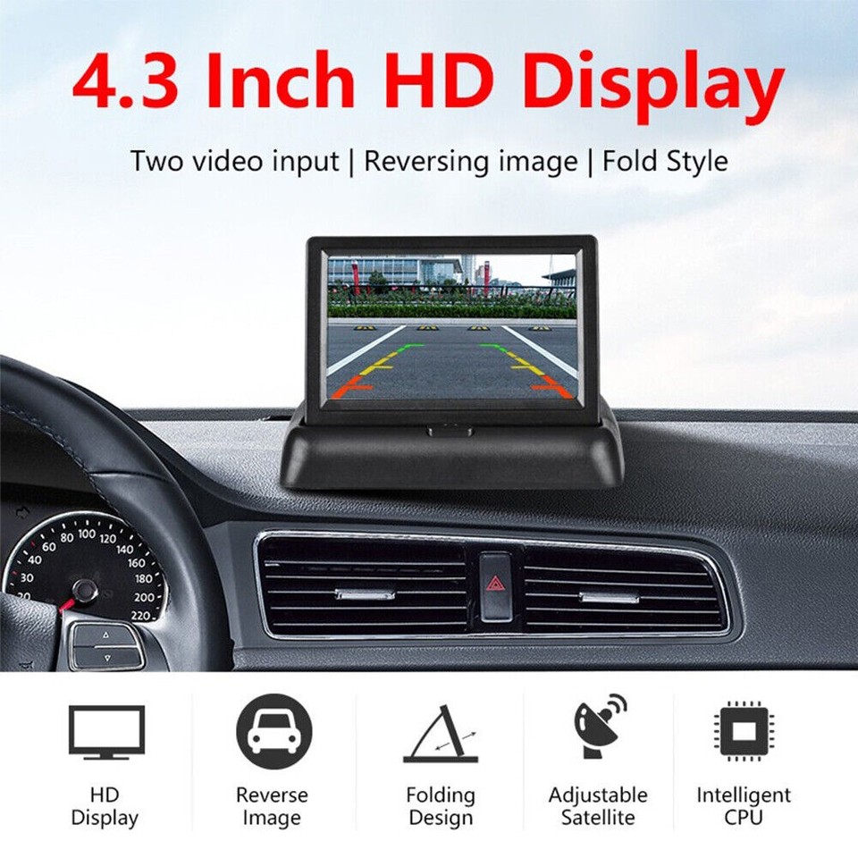Foldable 4.3" LCD Backup Camera Wired Car Rear View HD Parking System ...