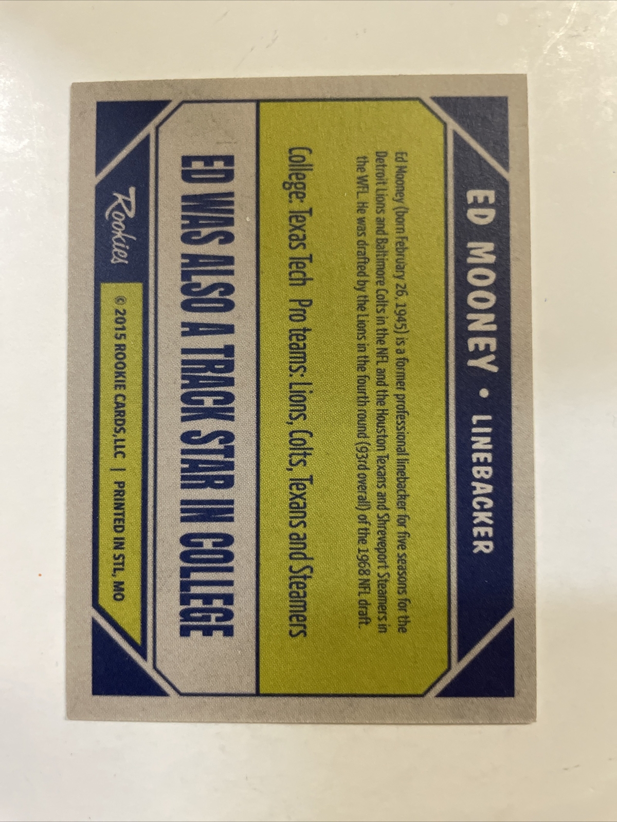 Ed Mooney Autographed Custom WFL Football Card Houston Texans A-97 | eBay