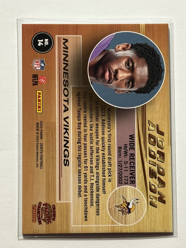 2023 Zenith Jordan Addison Crown Pacific Collection Vikings | eBay