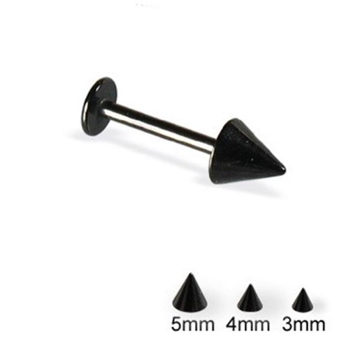 Labret Chin Stud Titanium Black IP w/4mm Spike 14 Gauge 5/16" SET of 2 ...
