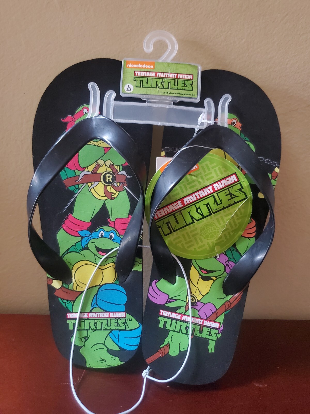 NWT Size 2/3 Boys Teenage Mutant Ninja Turtles black flip flops sandals ...