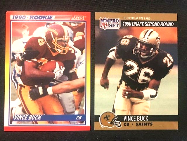 NFL - Vince Buck 1990 Score Rookie Card & 1990 Pro Set Rookie Card - 2 ...