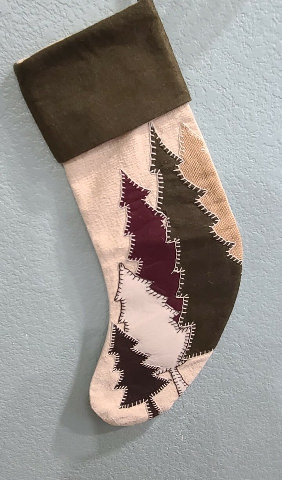 Christmas Stocking Trees Tree Primitive Embroidered Home Decorators ...