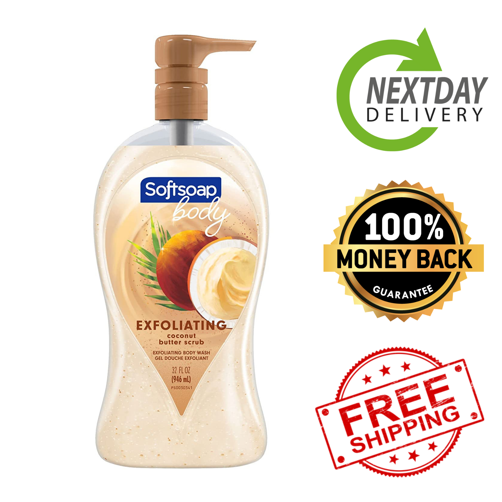 2pk Softsoap Exfoliating Body Wash Pump Coconut Butter Scrub 32oz Each ...