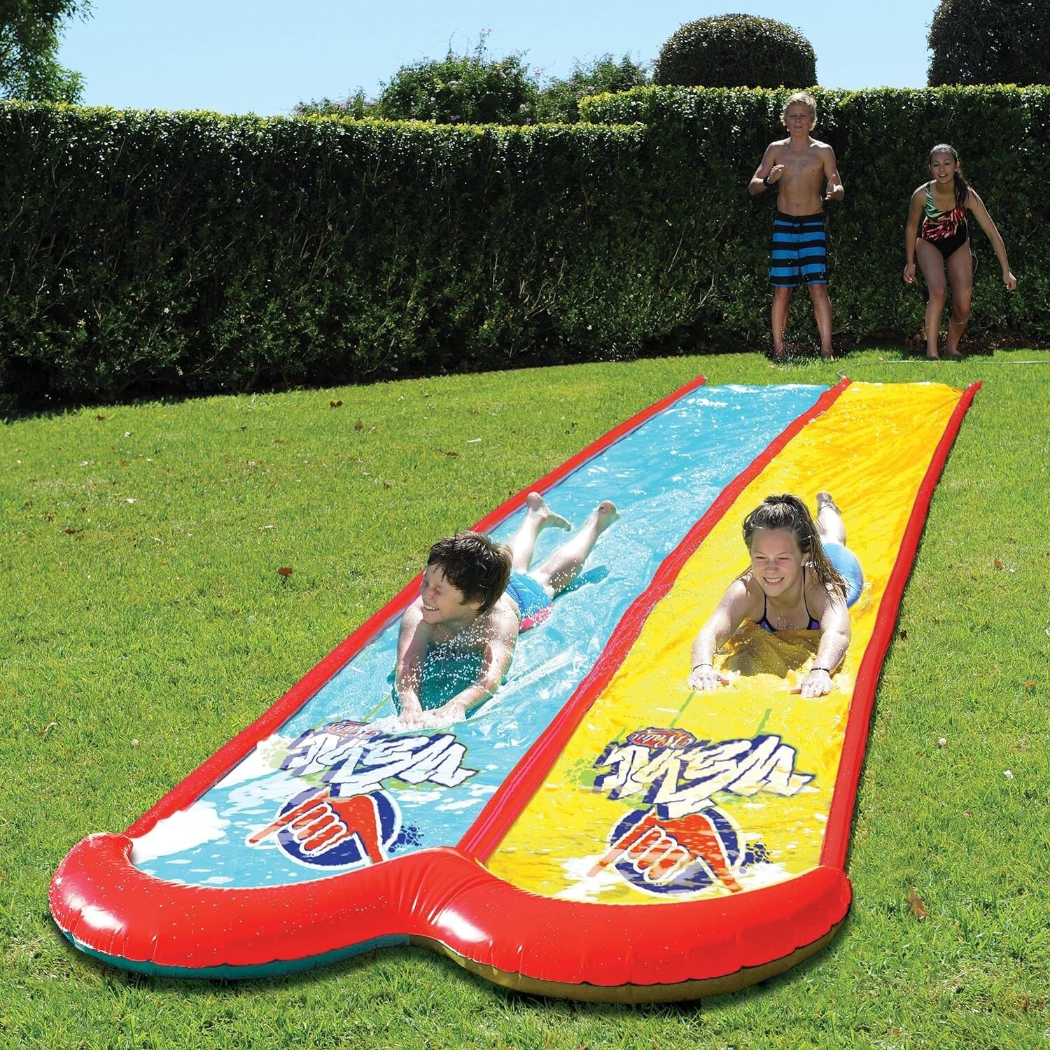 New Wahu Mega Slide Double Slip & Slide Lanes Backyard Water Slide 7.5m ...