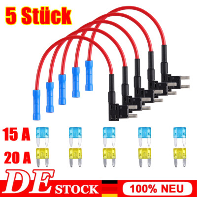 5 Stück Strom Dieb Abgreifer Steck Verteiler Flach Sicherung Adapter ...