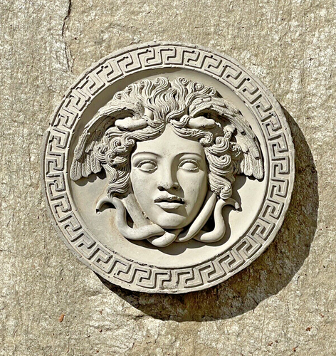 VINTAGE MEDUSA PLAQUE Solid Cement Concrete Wall Hanging Garden Art ...