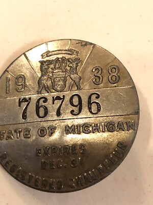 Vintage 1938 Michigan Chauffeur's License #76796 ~ GO86 | eBay