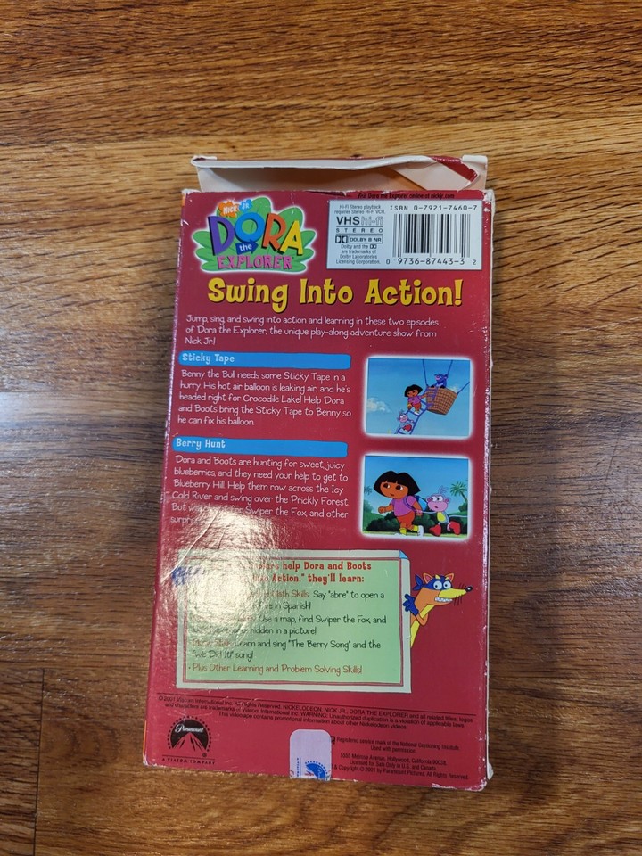 Dora the Explorer Swing Into Action VHS Tape 2001 Orange Tape TESTED | eBay