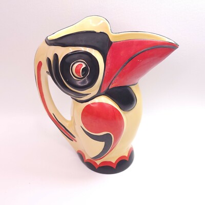 Vintage Art Deco Czechoslovakia ERPHILA Red And Black Toucan 9" Pitcher ...