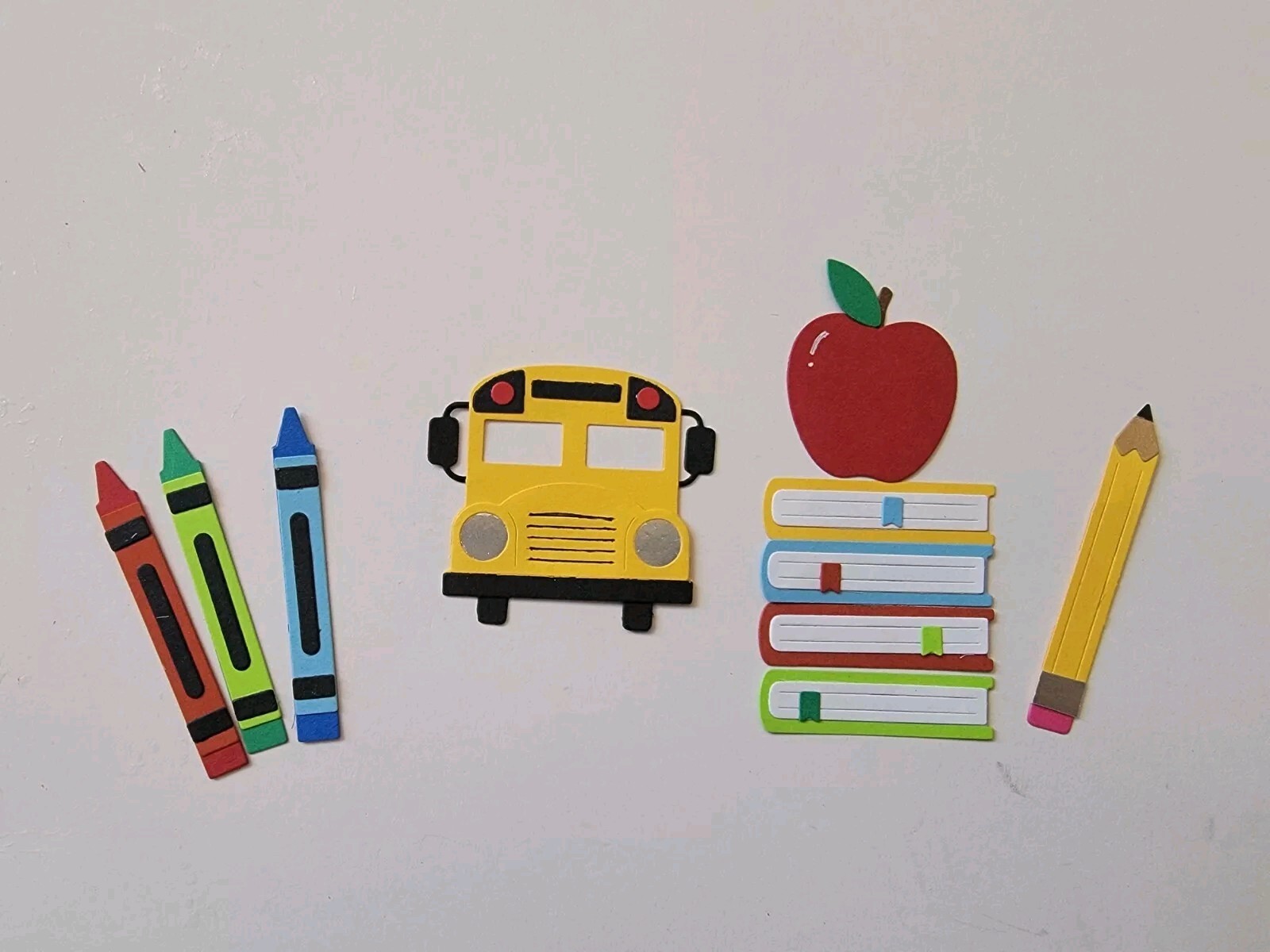 School Bus Crayons Pencil Books Apple Cardstock Die Cuts | eBay