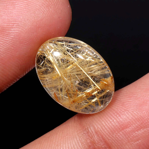 Natural Golden Rutile Quartz Cabochon Oval Shape Gemstone 10 Ct 13X18X5 ...