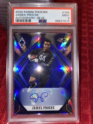 PSA 9 Mint 2020 Phoenix James Proche Rookie Autograph Blue 10/15 Ravens ...