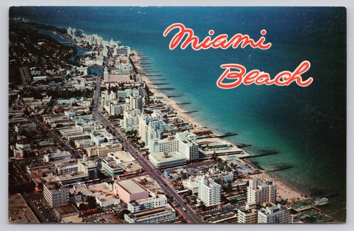 Vintage 1982 Miami Beach Aerial View Photochrome Postcard by McFadden ...