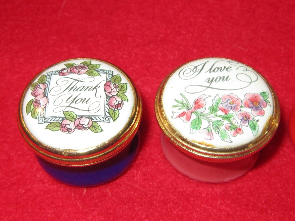 Lot of 4 Halcyon Days Enamel Trinket / Pill Boxes 1" | eBay