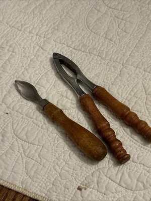 Vintage Wooden Handle Nutcracker & Pick Set – Rustic Mid-Century ...