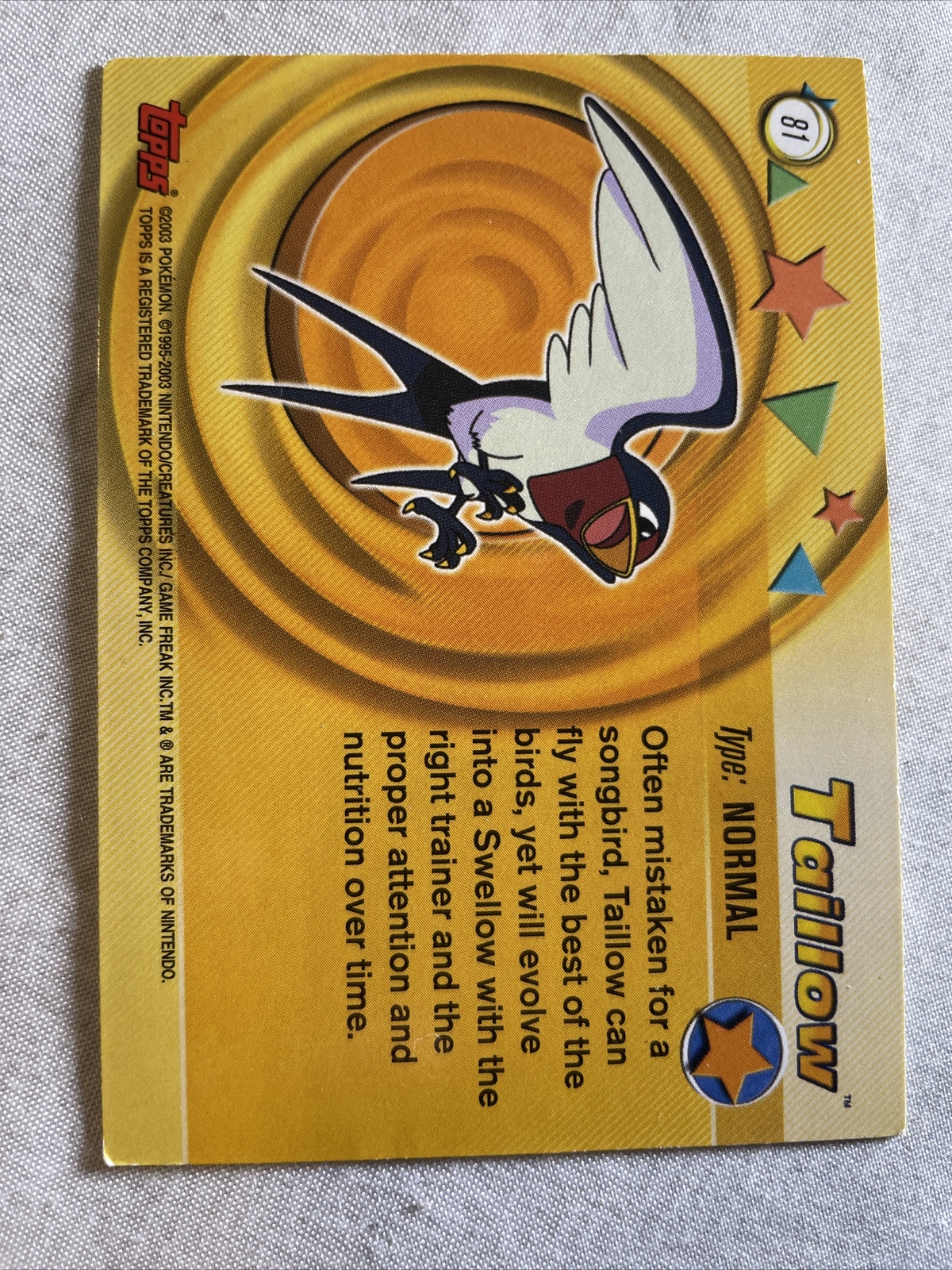 TOPPS POKEMON ADVANCED # 81 TAILLOW CARD | eBay