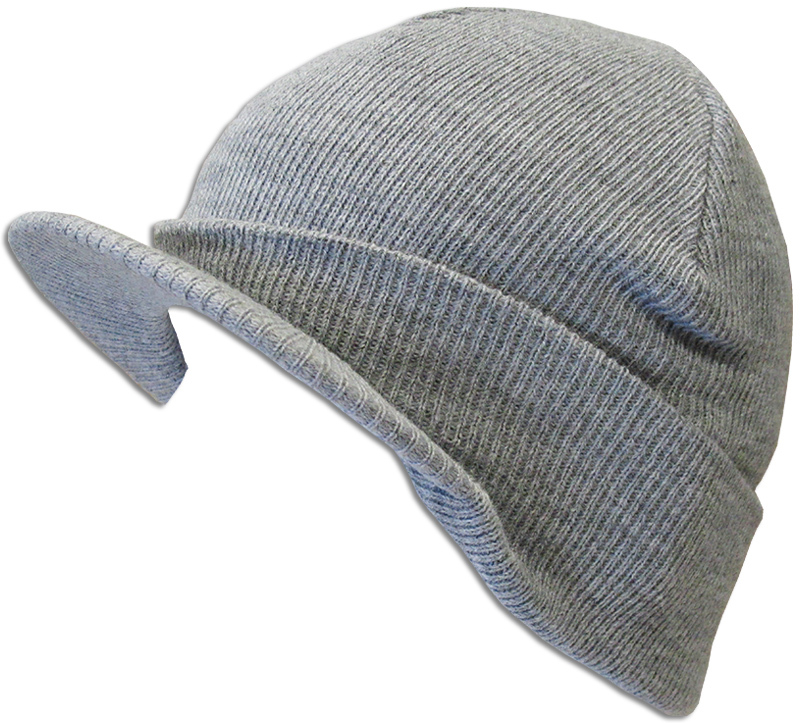 Visor Bill Beanie Cuff Knit Cap Ski Hat Winter Skull Unisex Thick Made ...