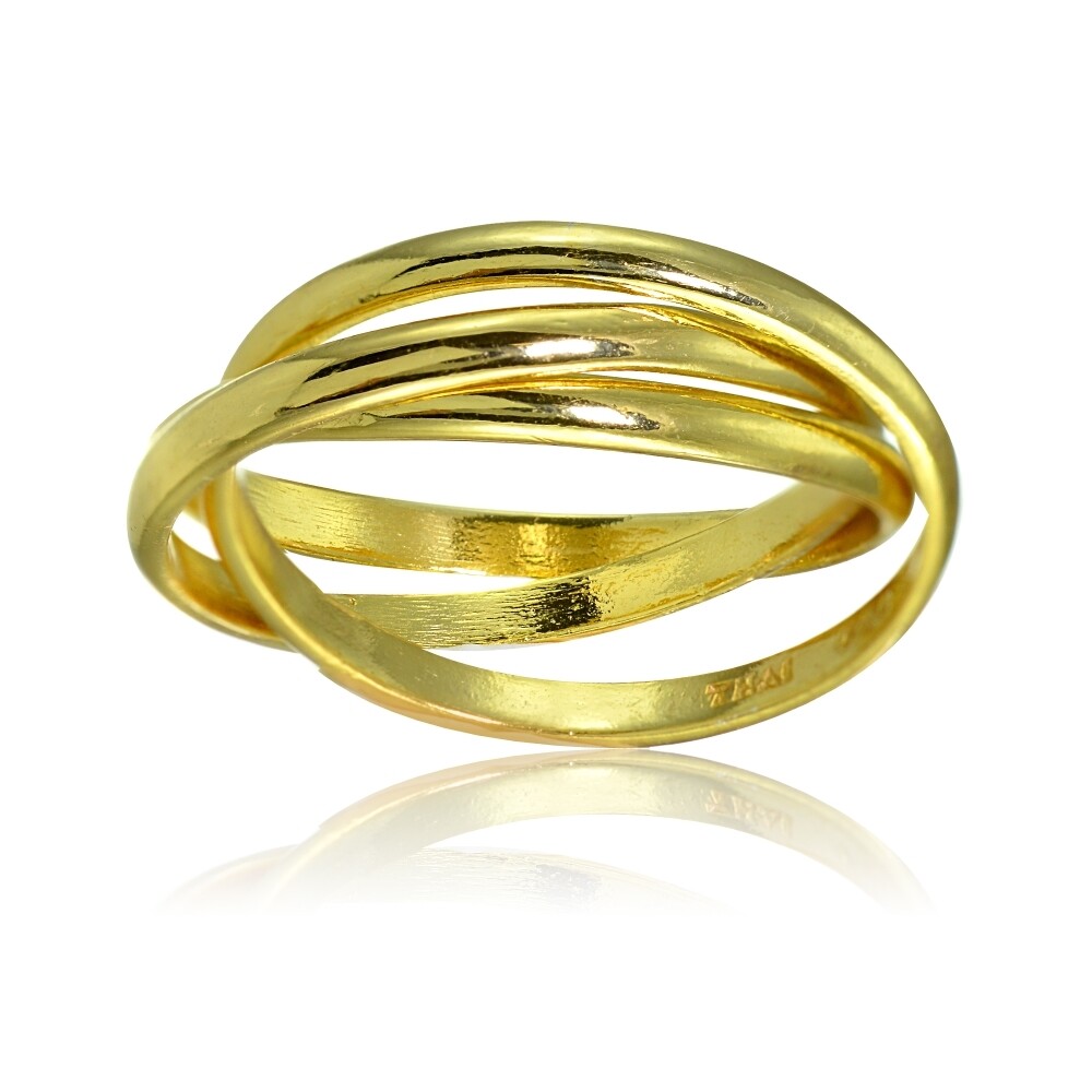 Polished Triple Interlocking Ring in Gold Plated Sterling Silver, Size ...