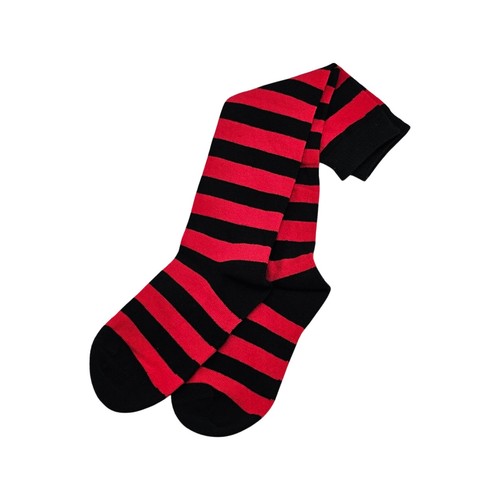Girls Striped Knee Socks Dancing Fancy Dress Party Rainbow Red Black ...