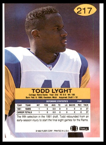 1992 Fleer - #217 Todd Lyght for sale online | eBay