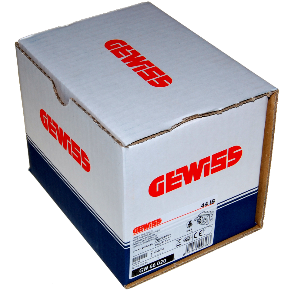 Gewiss 32Amp 415V 5 PIN Red IP44 Interlocked Switch Socket 3p+N+E ...