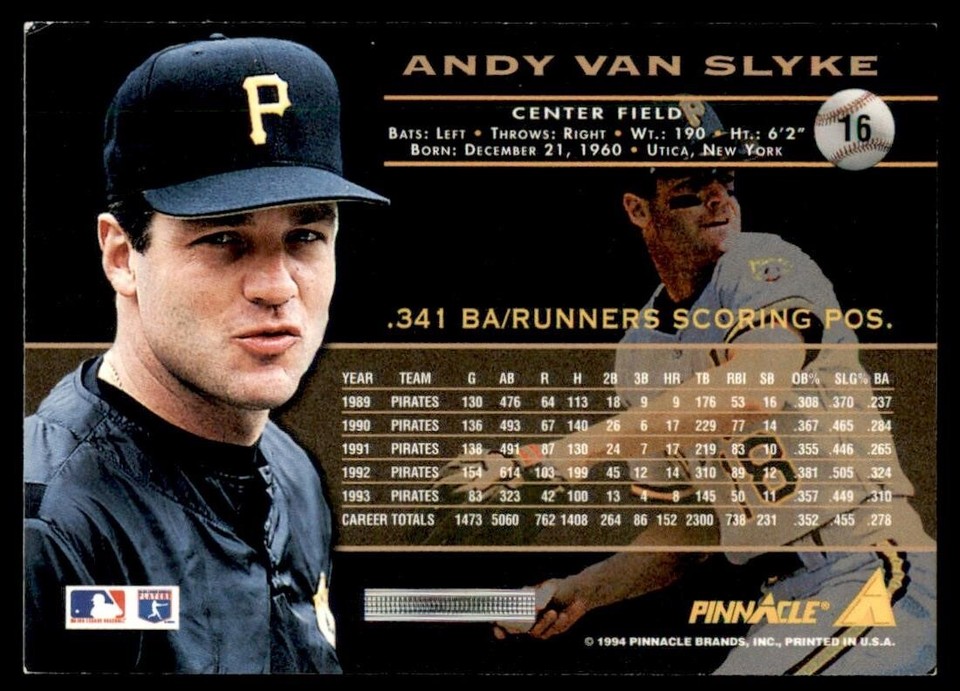 1994 Pinnacle #16 Andy Van Slyke | eBay