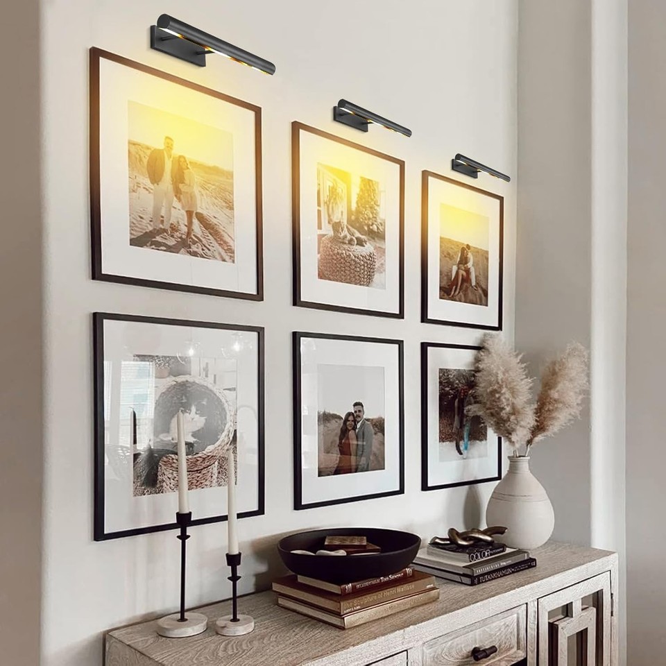 Black Picture Light, 18inch Hardwired Picture Lights, Rotatable Picture ...