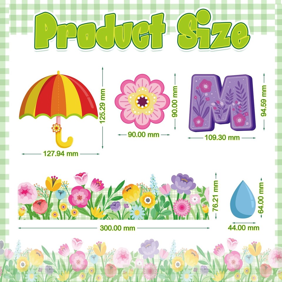 April Showers Bring May Flowers Decorations Spring Cut Outs Bulletin ...