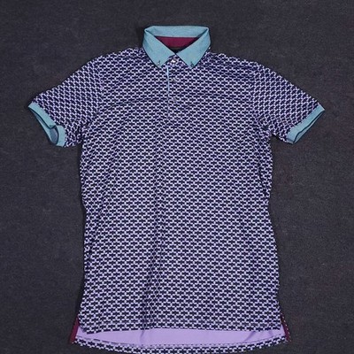 Greyson Golf Polo Shirt Mens Small Purple Geometric Performance Stretch ...