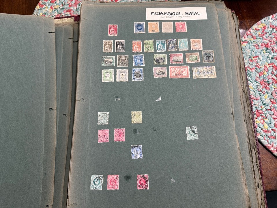 VERY OLD HOMEMADE STAMP ALBUM World Wide Collection of Stamps ALL ...
