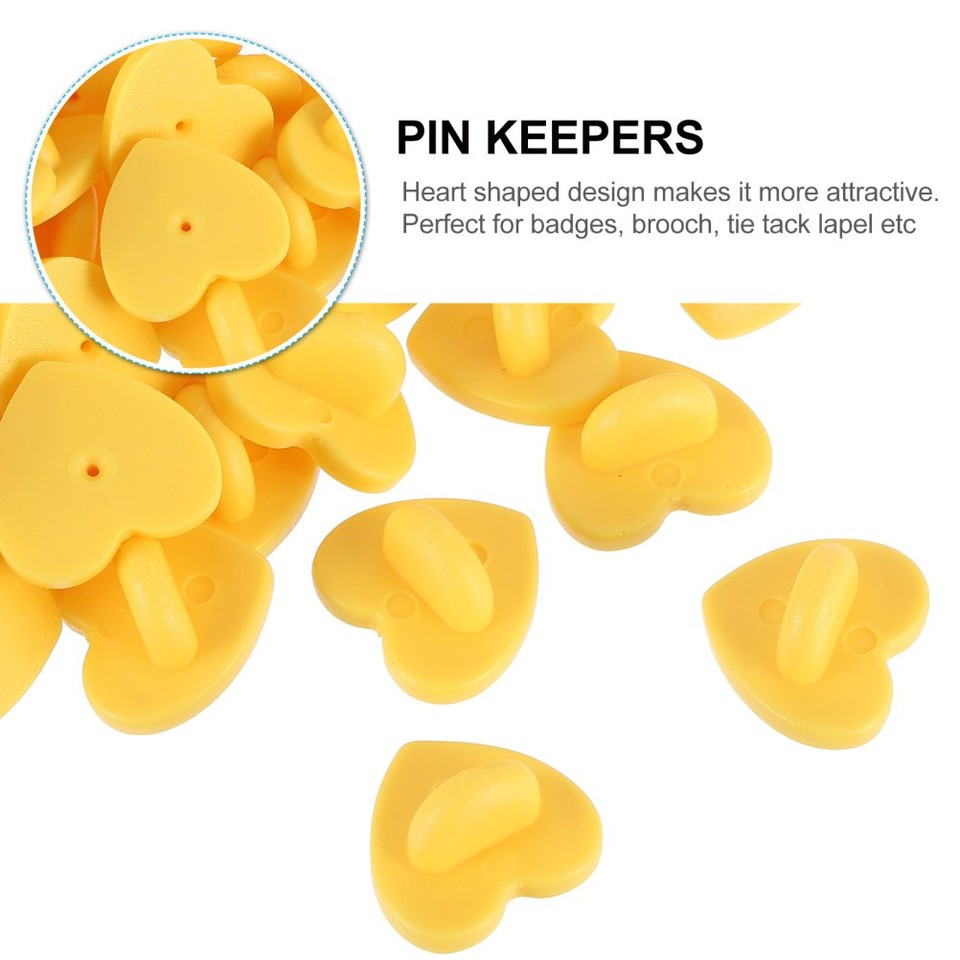 100 PCS Pin Back Holding Keeper Button Parts Locking Yellow Backs ...