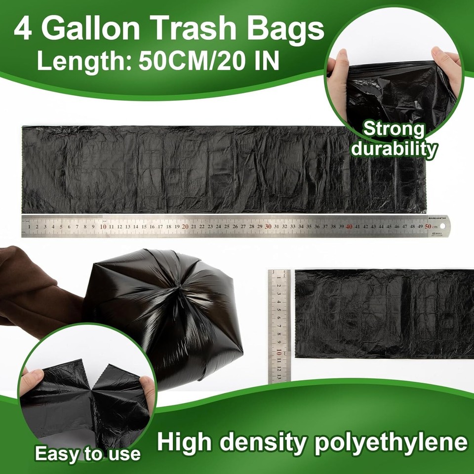 Trash Bags Bulk - 100 Count Garbage Bags 4 Gallon Trash Bag Small Trash ...