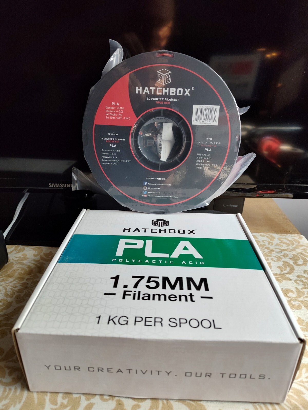 HATCHBOX 3D PLA-1KG1.75-RED Printer Filament - Red for sale online | eBay