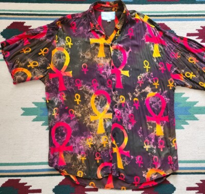 Prince Logo Ankh femininity Vintage AOP Button Shirt Size XL Lgbtq | eBay