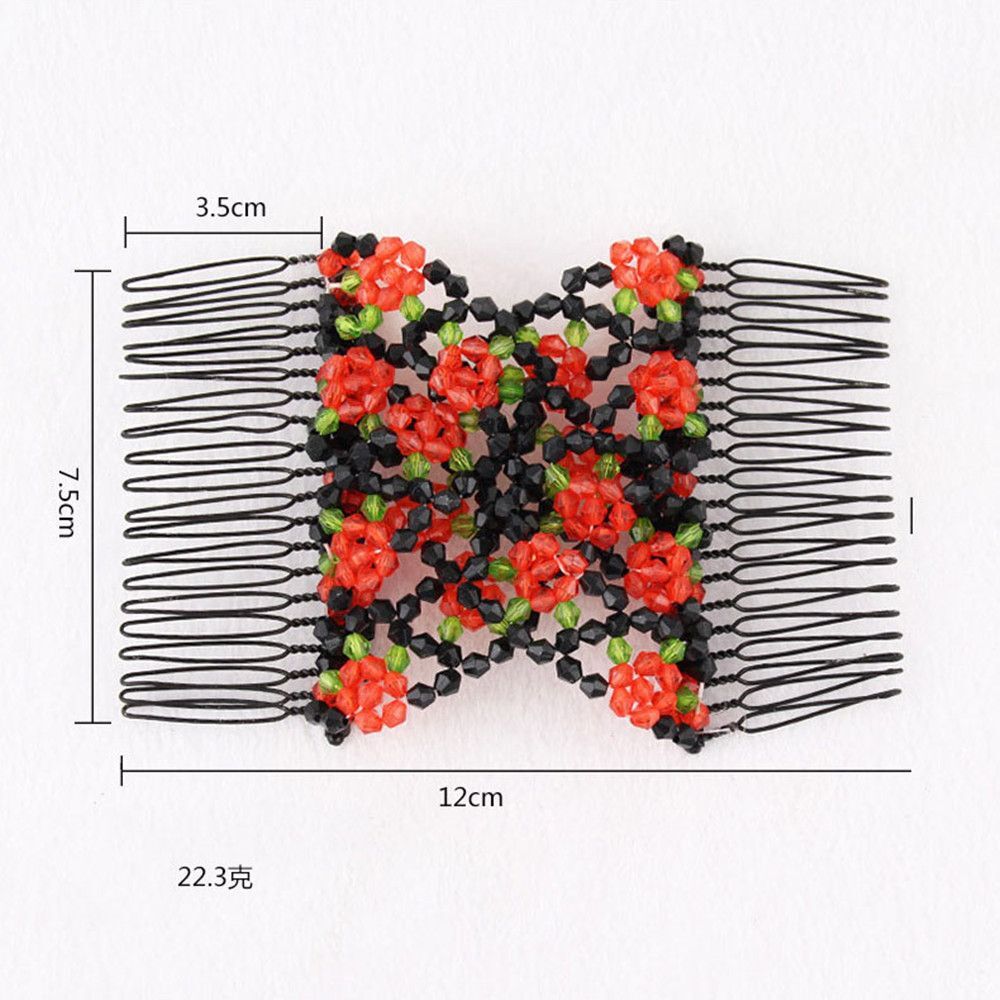 Women Girls Double Hair Comb Elasticity Magic Beads Hair Combs Clips | eBay