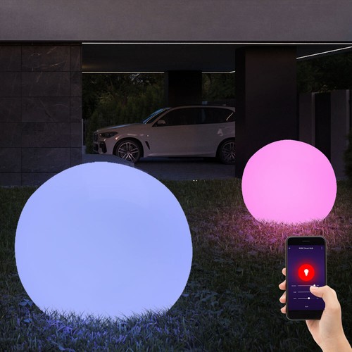 2x Smart RGB LED Jardin Lampe Boule Google Alexa Extérieur Beet Cour ...