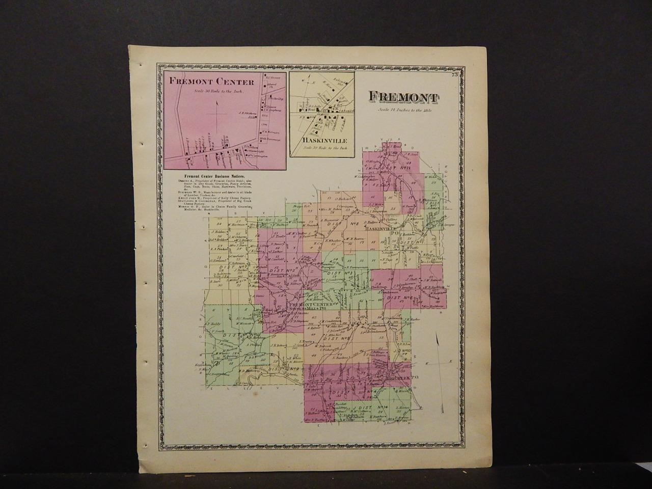 New York, Steuben County Map, 1873, Town of Fremont, O6#54 | eBay