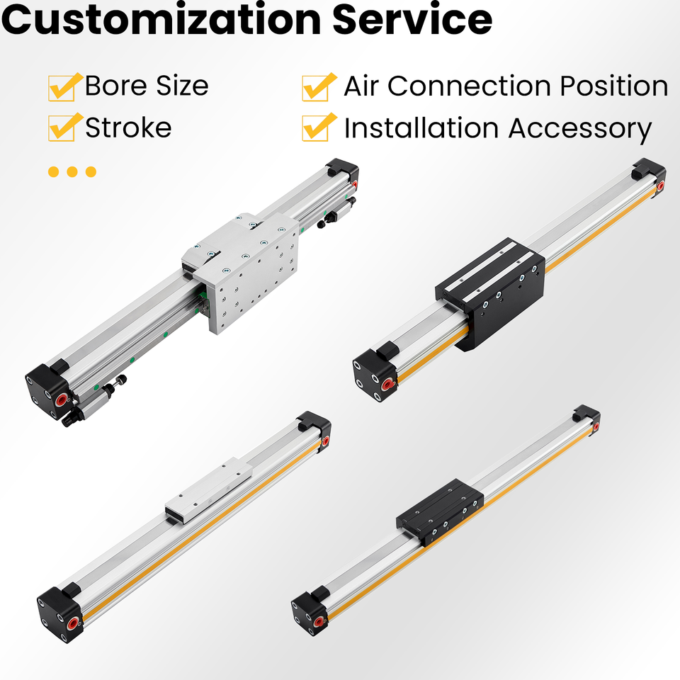 Ø40mm Bore x 700mm Stroke Pneumatic Linear Actuator Linear Guide Double ...