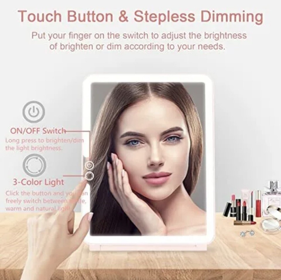 deweisn Folding Travel Mirror Lighted Makeup Mirror with 72 LEDs 3 ...