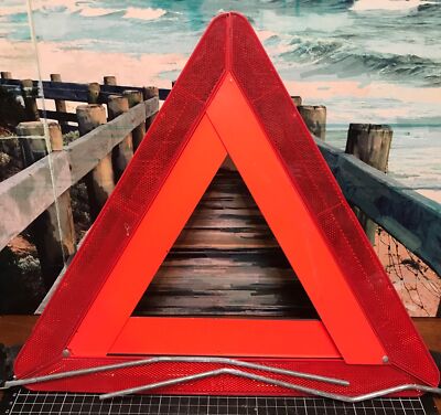 Vintage E17 Foldable Reflective Triangle Warning Sign Road Sign Made in ...