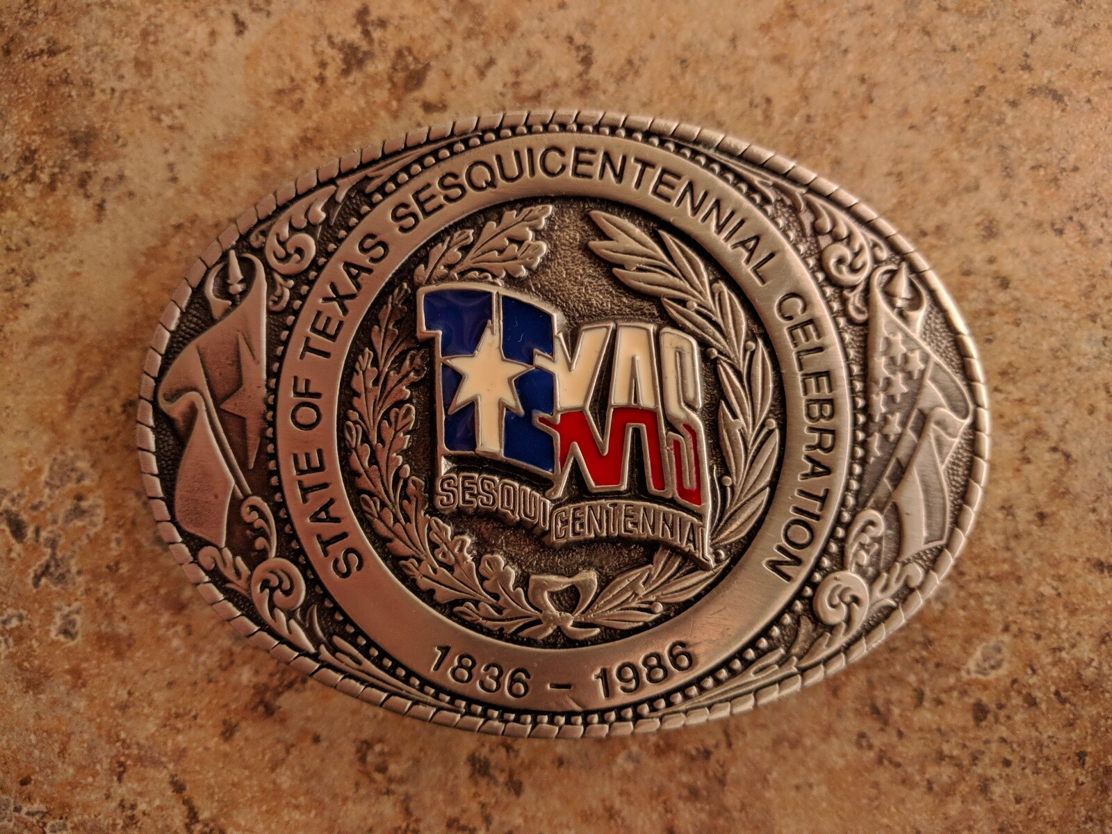 Vintage 1986 Texas Sesquicentennial Belt Buckle Texom… - Gem