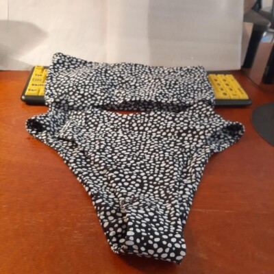 New ! Bikini Two Pieces Push Up Bra Shoulderless Black White Dot Size S ...